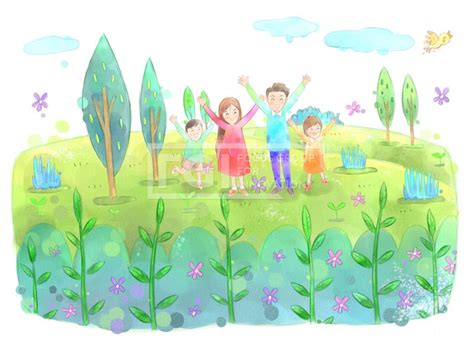 봄 풍경 014 Cooltree 일러스트 봄 가족 계절 봄바람 봄 향기 봄나들이 산들바람 활기 봄 학기 정원 동산 꽃 꽃냄새 꽃잎 새싹 나무