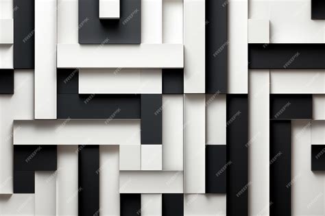 Abstract Arrangement Of Black And White Geometric Shapes Creatin Premium Ai Generated Psd