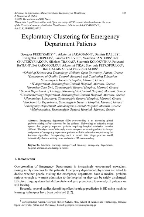 pdf exploratory clustering for emergency department patients