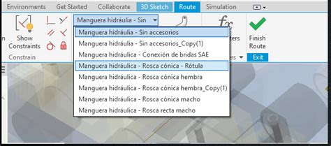 style of existing hose route in tube and pipe does not update