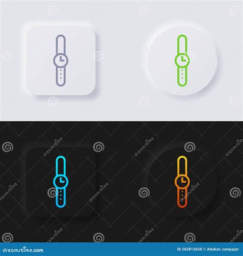 Wristwatch Icon Set Multicolor Neumorphism Button Soft Ui Design