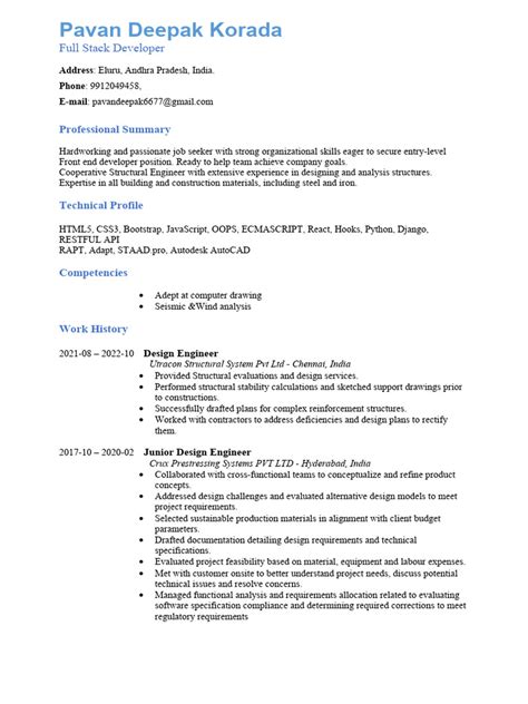 pavan deepak korada full stack developer pdf business computers