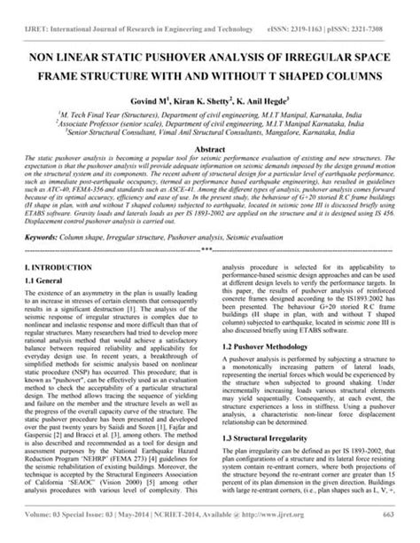 Non Linear Static Pushover Analysis Pdf Civil Engineering Industry Industries