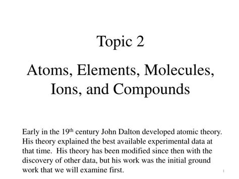PPT Topic Atoms Elements Molecules Ions And Compounds PowerPoint Presentation ID