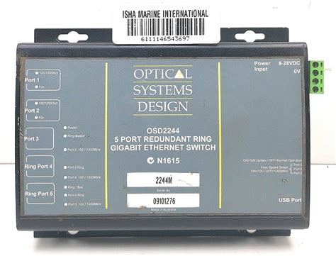 Optical System Design Osd2244 Self Healing Redundant Ring Ethernet Switch Used