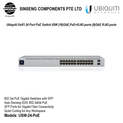 Ubiquiti Unifi Usw Poe Port Poe Switch W Gbe Poe Rj Ports Gbe Rj Ports