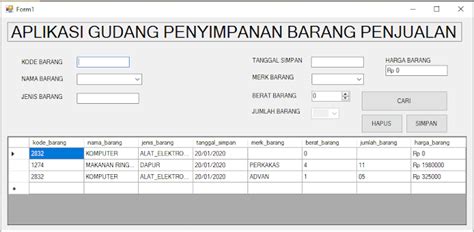 Aplikasi Gudang Penyimpanan Barang Penjualan Vbnet 2010
