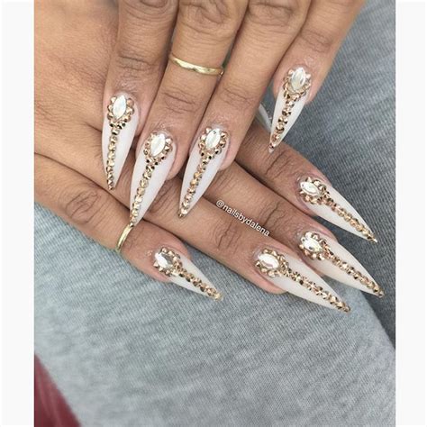 Nude Stiletto Nail Art With Swarovski Crystals Nailsbydalena I Want This Design With Crystal