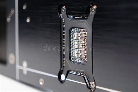 Close Up Of Backplate Cutout Revealing Gpu Chip Layout On Modern