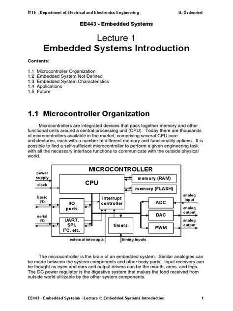 embedded systems introduction 1 1 microcontroller organization pdf embedded system
