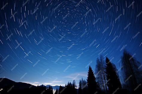 Premium Photo A Time Lapse Of The Night Sky Showing The Rotation Of
