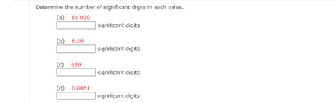 solved determine the number of significant digits in each