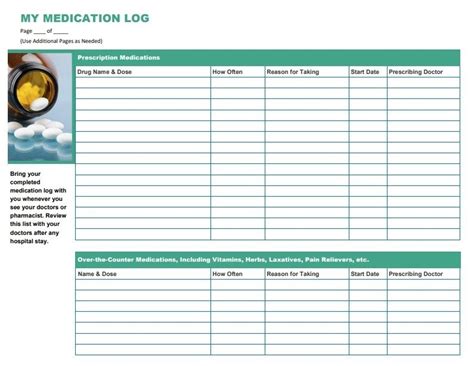 Medication Log Templates 8 Free Printable And Editable Ms Word Formats