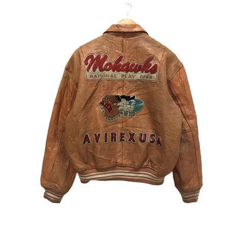 Avirex × Vintage Rare Vintage 90s Avirex Squadron Varsity Leather