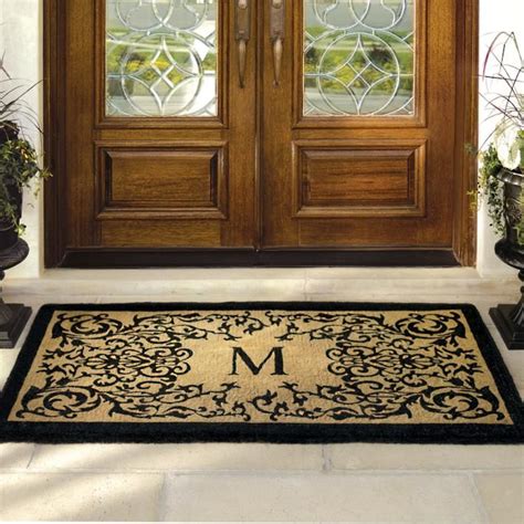 Courtyard Monogrammed Coco Door Mat With Durable Natural Coir Fibers
