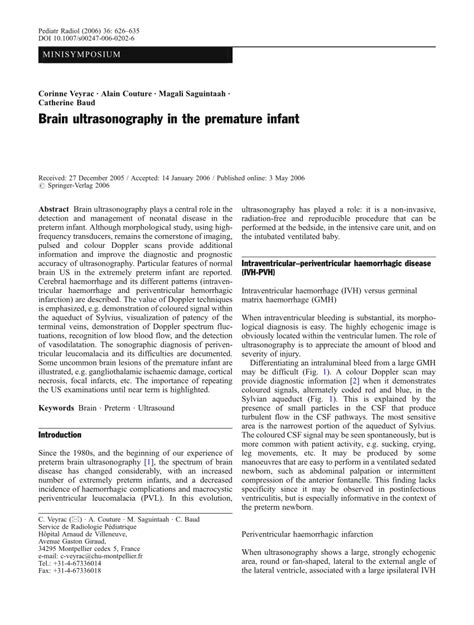 Pdf Brain Ultrasonography In The Premature Infant