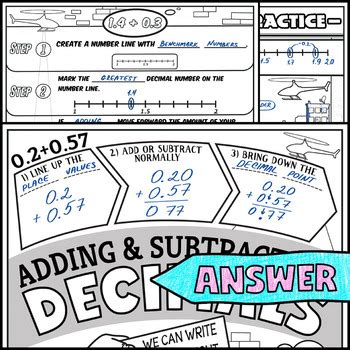 NUMBER NOTES Adding Subtracting Decimals Worksheets Th Grade Math Doodles