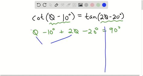 Solved Find One Angle Theta That Satisfies Each Of The Following Cot Left Theta 10 { Circ