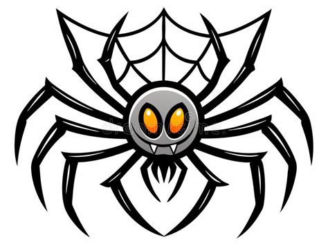 Spider With Large Menacing Eyes And A Wide Grin Stands Out With Its Bold Black Lines Stock