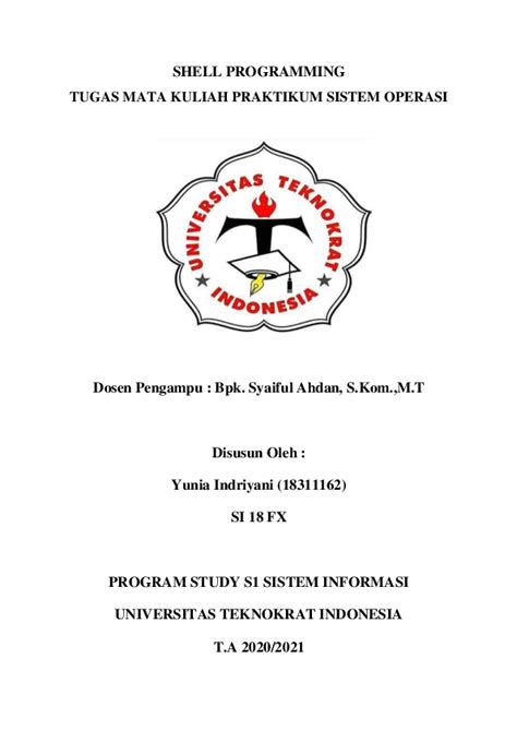 Pdf Shell Programming Tugas Mata Kuliah Praktikum Sistem Operasi