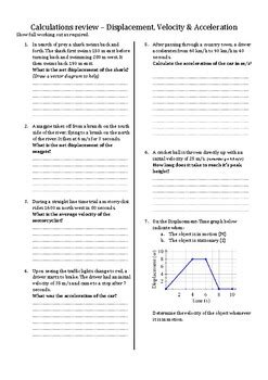 Displacement Velocity And Acceleration Worksheet Chart Sheet Gallery