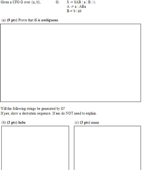 Solved Given A CFG G Over A B G Chegg Com