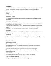Cis Study Guide Docx LECTURE 1 Information System A Collection Of Computing Systems Used By