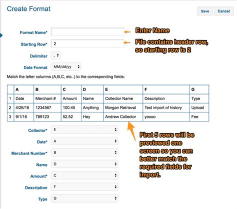 how do i import transactions with a custom format mca suite