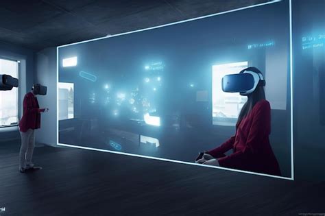 Premium Photo Young Guy With A Girl In A Vr Headset 3d Rendering Raster Illustration