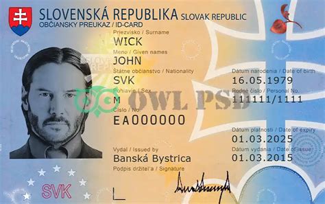 Slovakia Id Card Fake Psd Template Download Editable With All Font