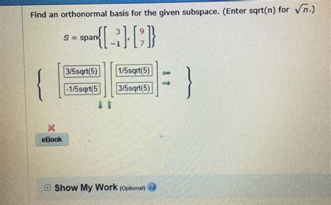 Solved Find An Orthonormal Basis For The Given Subspace
