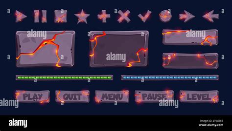 Stone With Lava Texture Game Interface Vector Volcano Board Crack Ui