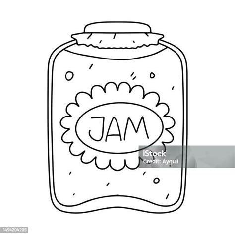 손으로 그린 낙서 스타일에 잼이 있는 유리병 흰색으로 분리된 벡터 그림입니다 색칠하기 페이지 0명에 대한 스톡 벡터 아트 및 기타 이미지 Istock