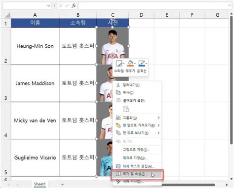 Excel엑셀 그림 사진 이미지를 셀에 맞추기 셀 크기에 자동으로 맞춰 삽입하는 단축키~ 네이버 블로그