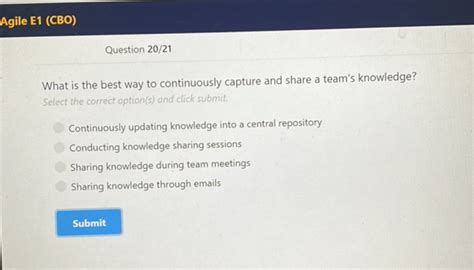 Agile E1 CBO Question 20 21 What Is The Best StudyX