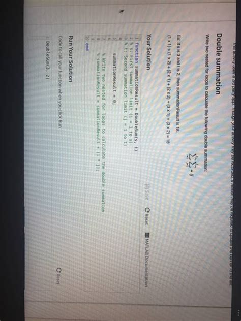 Solved Double Summation Write Two Nested For Loops To Calculate The