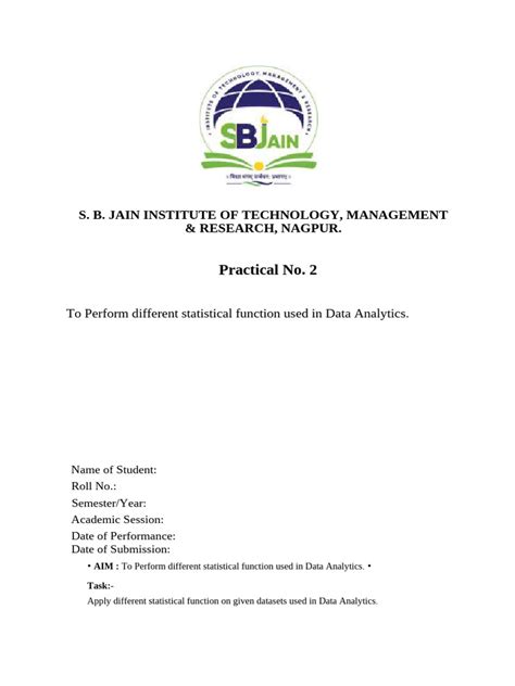 Da Practical Lab 02 Statistical Functions Pdf Variance Statistics