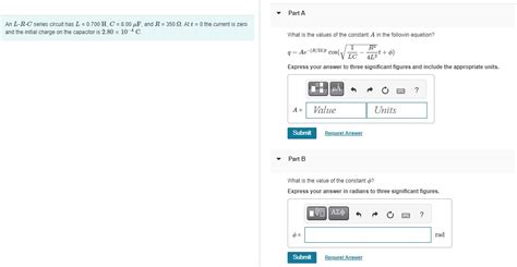 Solved An L R C series circuit has L 0 700H C 8 00μF Chegg com