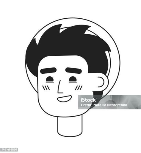 모자를 쓰고 있는 행복한 젊은 남성 여행자 단색 플랫 벡터 캐릭터 머리 2차 도형에 대한 스톡 벡터 아트 및 기타 이미지 2