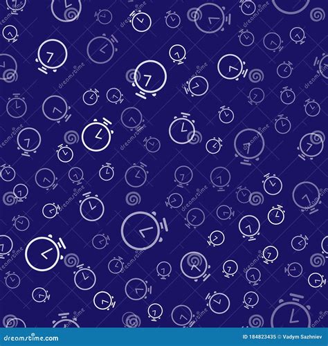 White Stopwatch Icon Isolated Seamless Pattern On Blue Background Time