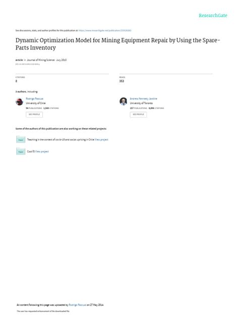 Dynamic Optimization Model For Mining Equipment Re Pdf Mathematical Optimization Monotonic