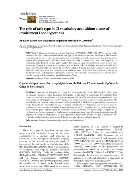 pdf the role of task type in l2 vocabulary acquisition a case of