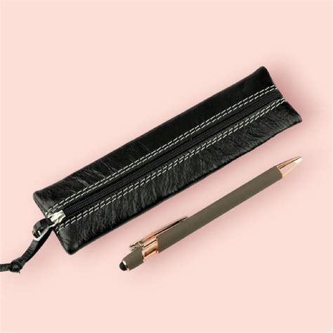 Leather Flat Pencil Case Etsy