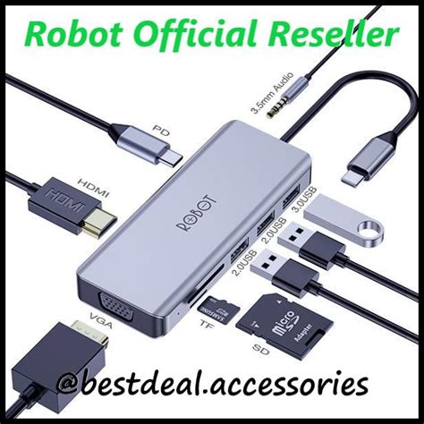 Jual Robot Ht390 Multiport 9In1 Usb C Type C Hub Hdmi Vga Adapter Shopee Indonesia