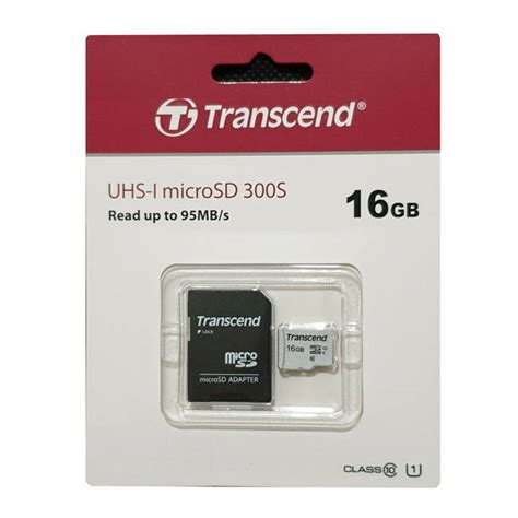 Transcend 16GB Micro SDHC Class 10 UHS-I U3 A1 Memory Card with Adapter