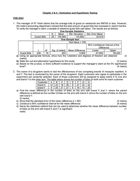 tutorial chapter 3 and 4 chapter 3 and 4 estimation and hypothesis