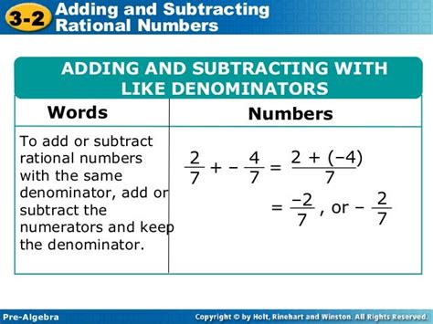 3 2 Adding And Subtracting Rational Numbers Lesson