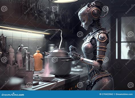 Generative Ai Futuristic Face Female Humanoid Robot A Technological Generative Ai Futuristic Face Female Humanoid Robot A Technological