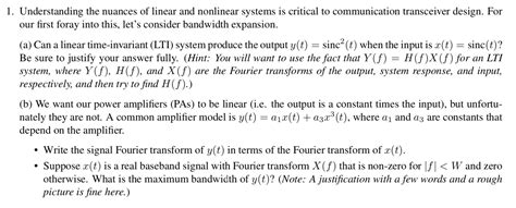solved 1 understanding the nuances of linear and nonlinear