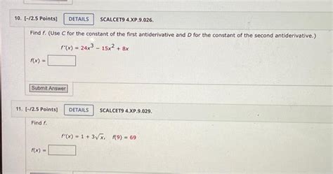 Solved Find F Use C For The Constant Of The First Chegg Com